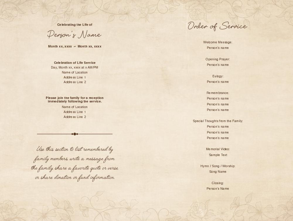 Browse Design - Drawn Flowers - Bi-fold Programs - Custom Memorial Programs