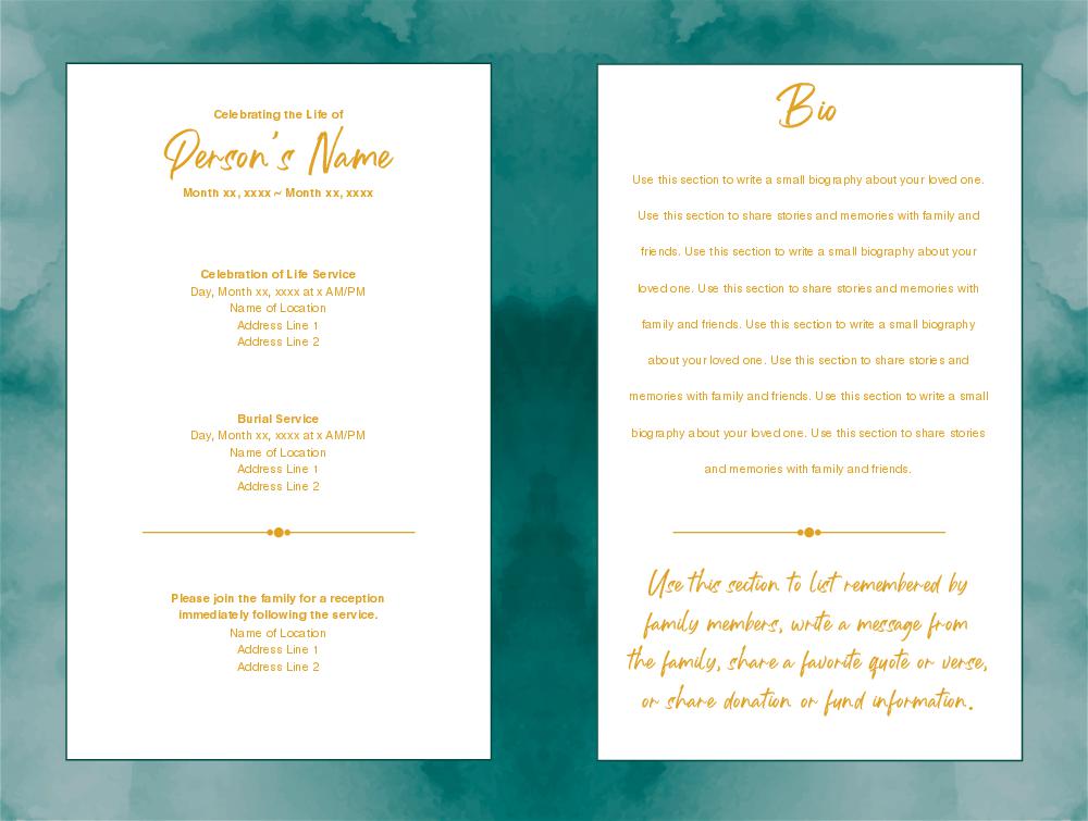 Browse Design - Gold Nature - Bi-fold Programs - Custom Memorial Programs